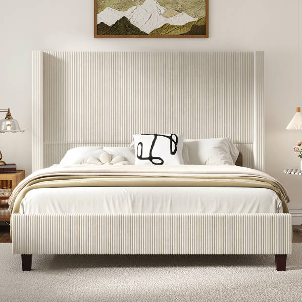 Willa Arlo Interiors Dunwoody Upholstered Wingback Platform Bed & Reviews | Wayfair